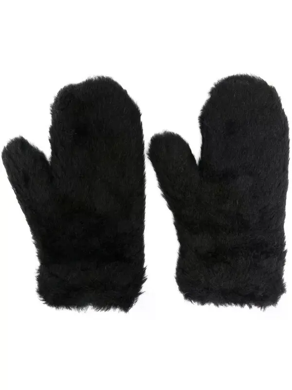 Max Mara Teddy-effect Mittens - Black