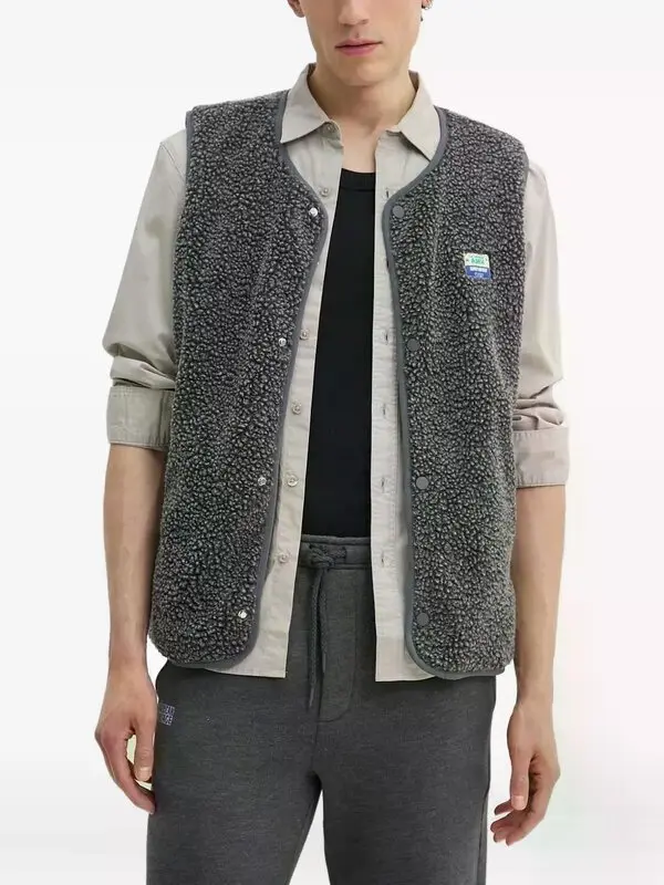 American Vintage Fleece-texture Button Gilet - Grey