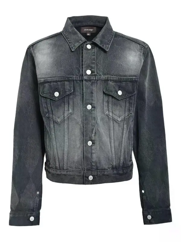 MASU Diamond-pattern Denim Trucker Jacket - Black