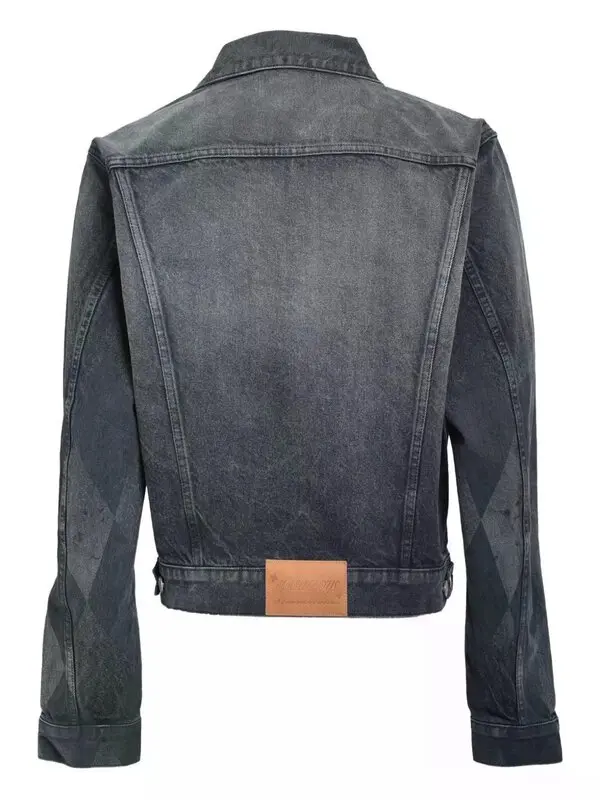 MASU Diamond-pattern Denim Trucker Jacket - Black