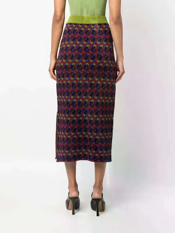 PAULA Monogram Pattern High-waist Skirt