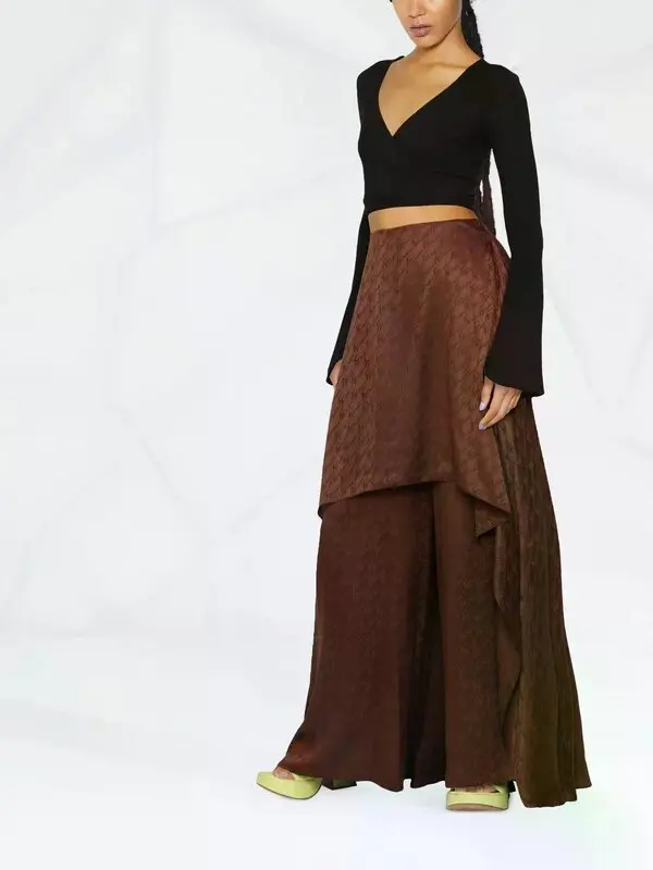Fendi Wide-leg Monogram-pattern Trousers