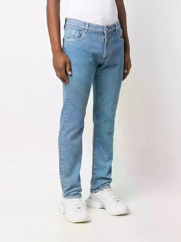 BILLIONAIRE Iconic Crest Embossed Straight-cut Jeans - Blue