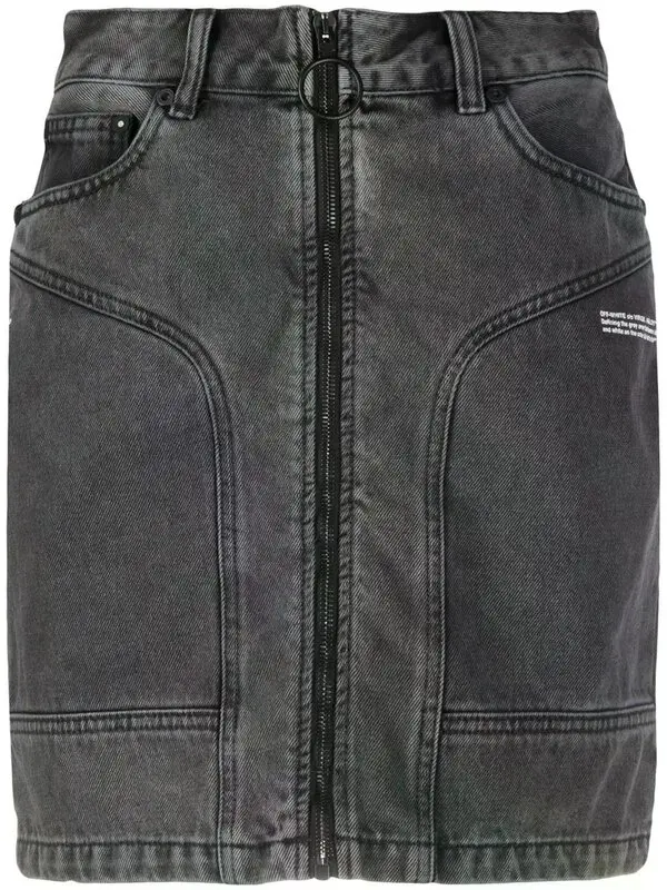 Off-White Zip-front Denim Skirt