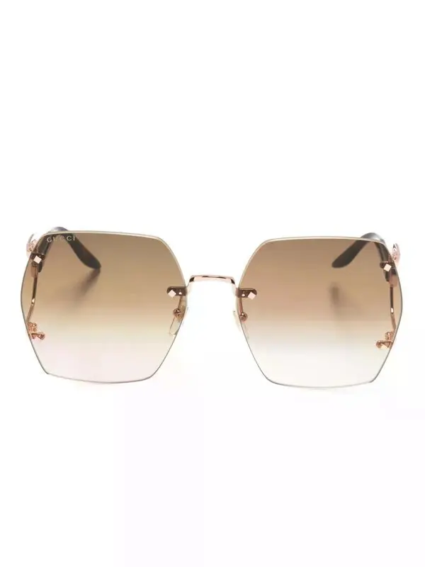 Gucci Double G Oversize-frame Sunglasses - Brown