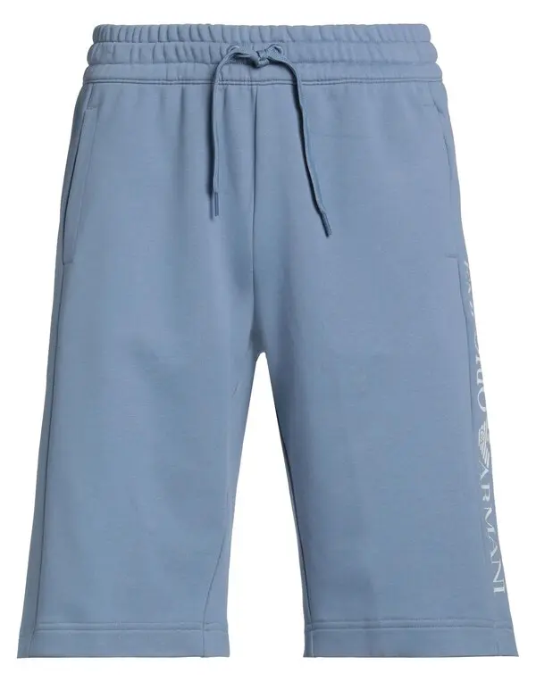 EA7 Cotton French Terry Athletic Shorts - Blue