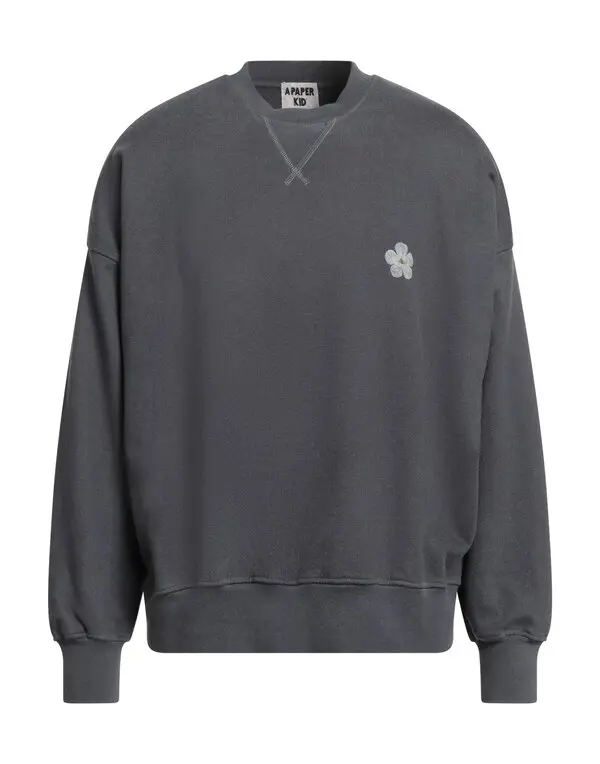 A PAPER KID Cotton French Terry Sweatshirt - Charcoal