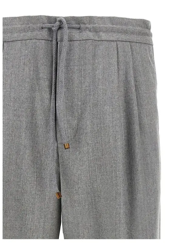 Brunello Cucinelli Flat Front Pleated Pants - Gray