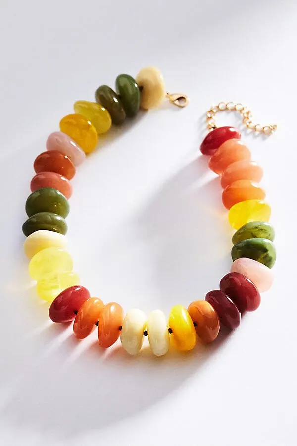 Anthropologie Chunky Necklace - Peach Pattern