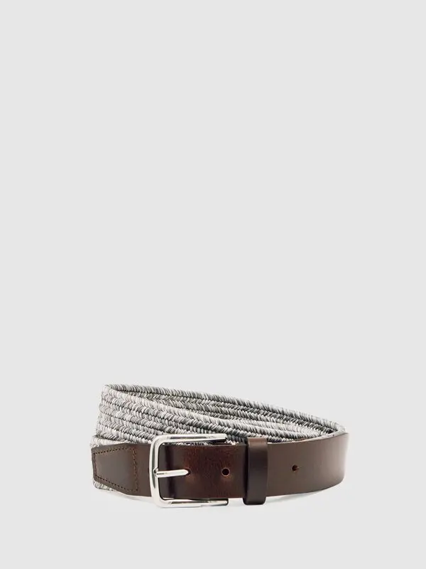 REISS Welling Braided Belt - Soft Grey