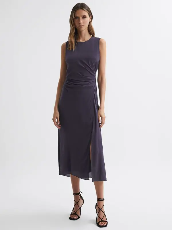 REISS Bodycon Ruched Midi Dress