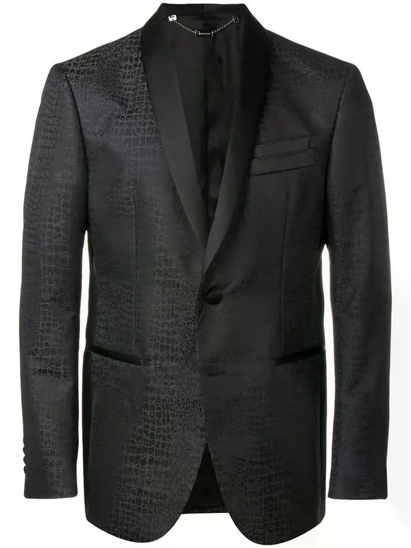 BILLIONAIRE Crocodile Effect Blazer - Black