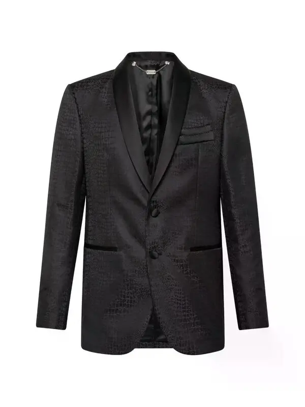 BILLIONAIRE Crocodile-effect Blazer - Black