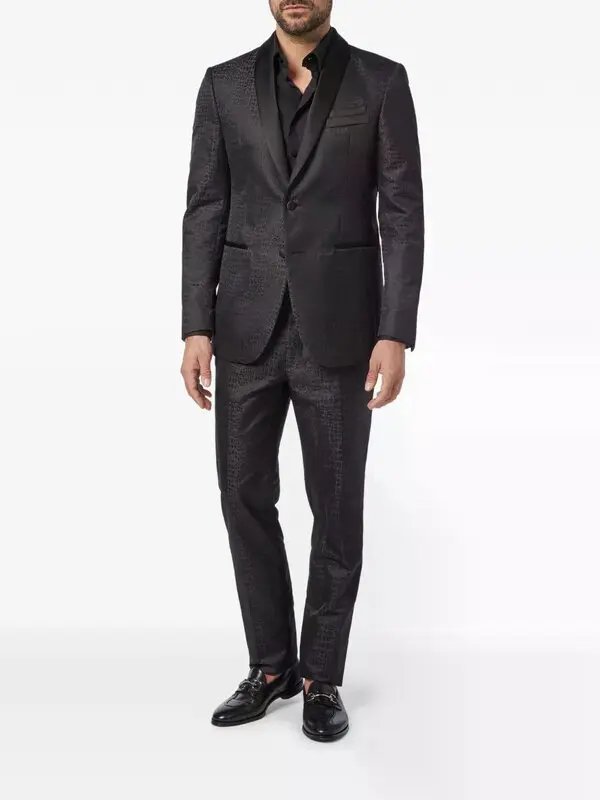 BILLIONAIRE Crocodile-effect Blazer - Black