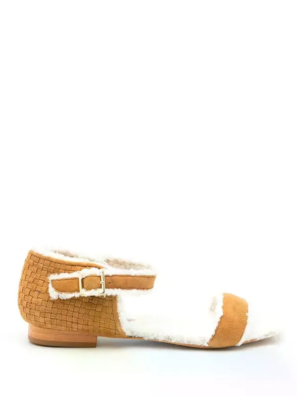 STUDIO CHOFAKIAN Jude Fluffy Sandals - Brown