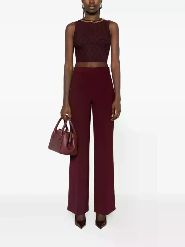 Elisabetta Franchi Chain-embellished Diamond-pattern Crop Top - Red