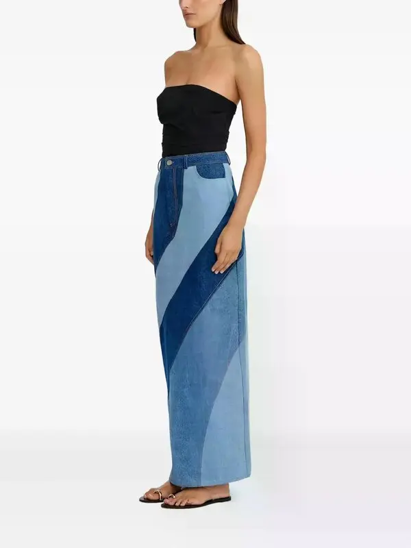 Significant Other Diagonal-panel Denim Maxi Skirt - Blue