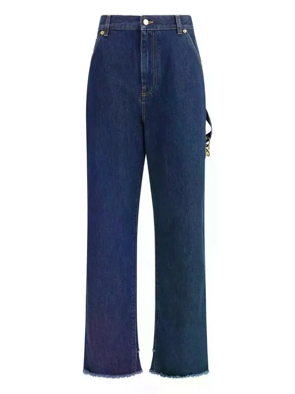DARKPARK Chain-embellished Frayed Jeans - Blue