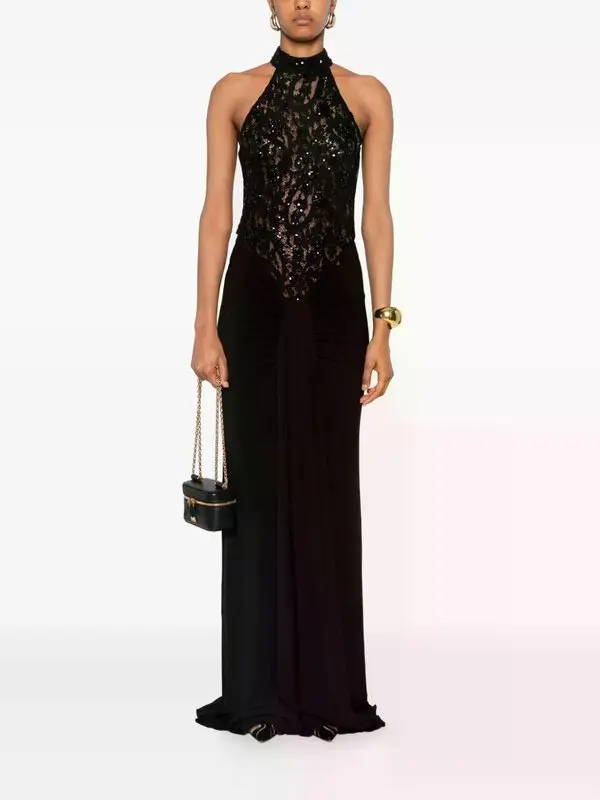 halter top open back prom dress A Line Open Back Satin Prom Dresses Beaded Halter main image 0