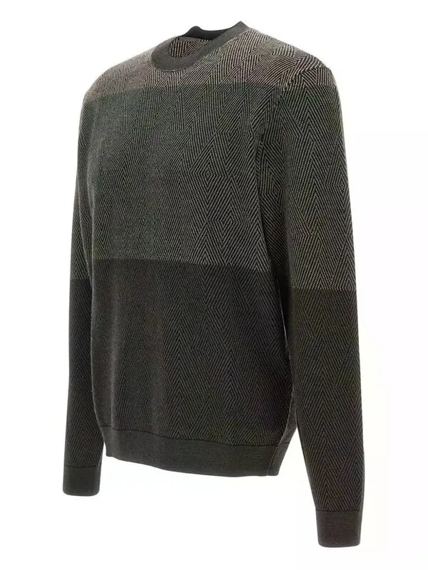 Emporio Armani Diamond-pattern Wool Sweater - Grey