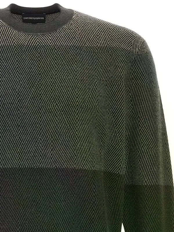 Emporio Armani Diamond-pattern Wool Sweater - Grey