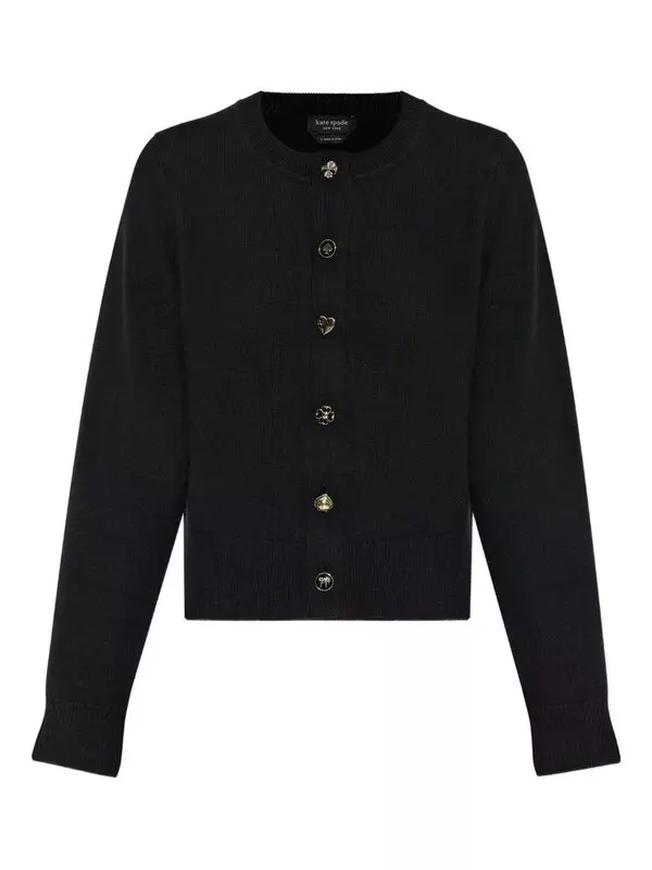 Kate Spade New York Button-Embellished Cardigan Black Editorialist