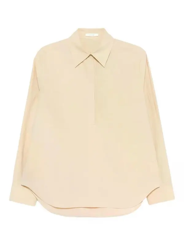THE ROW Margan Long-sleeve Curved Hem Shirt - Neutrals