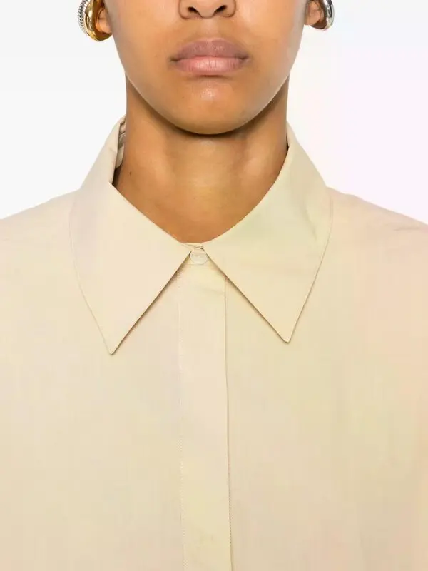 THE ROW Margan Long-sleeve Curved Hem Shirt - Neutrals