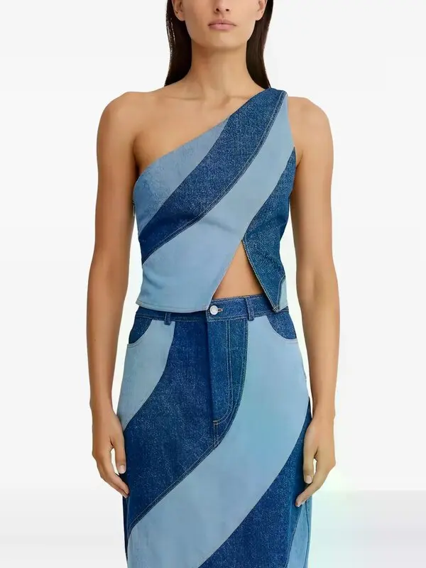 Significant Other Diagonal-paneled One-shoulder Top