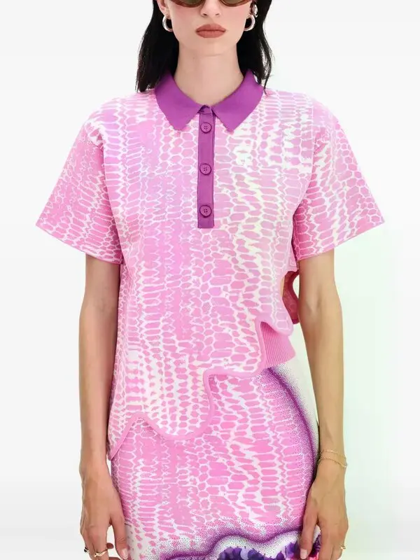 Ph5 Scallop-hem Patterned Polo Shirt
