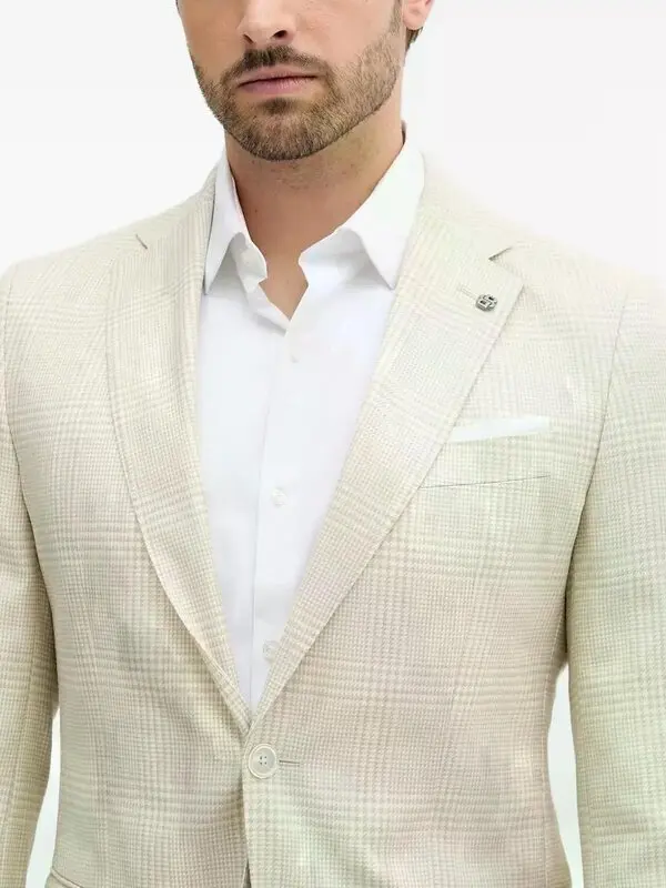 BOSS Checked Single-breasted Blazer - Neutrals