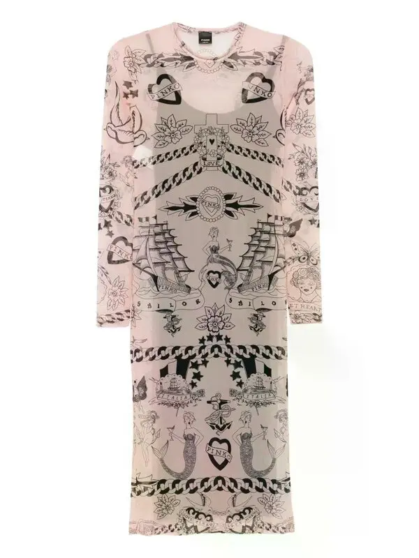 Pinko Printed Mesh Midi Dress
