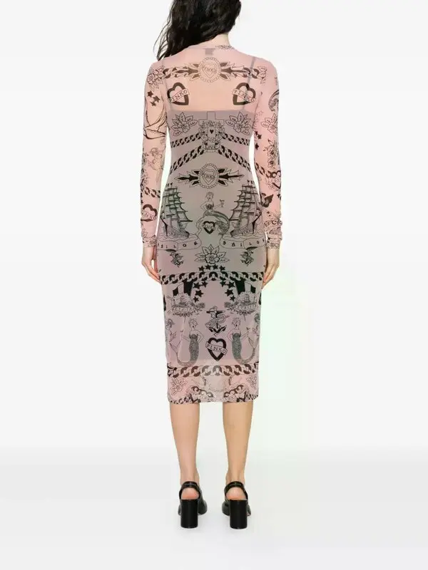Pinko Printed Mesh Midi Dress