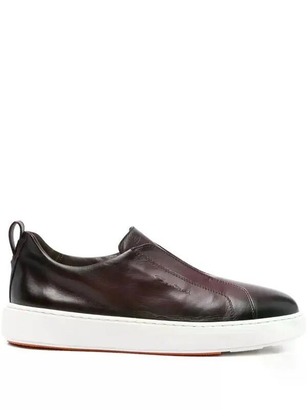 Santoni Leather Slip-on Sneakers - Red