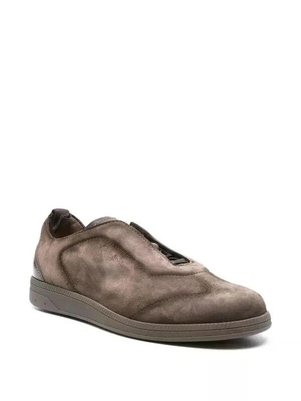 Santoni Leather Slip-on Sneakers