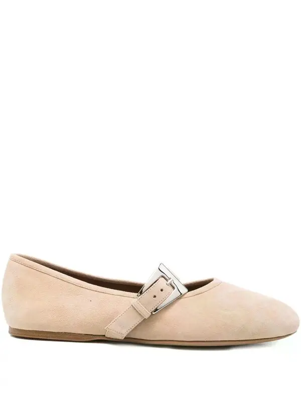 Paris Texas Buckle-strap Suede Flats