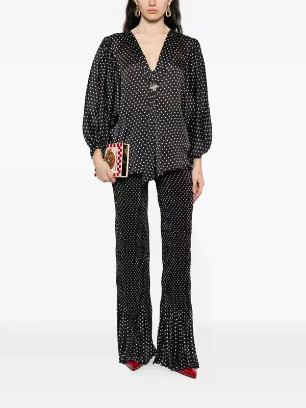 SIMONA CORSELLINI Pleated Polka-dot Trousers
