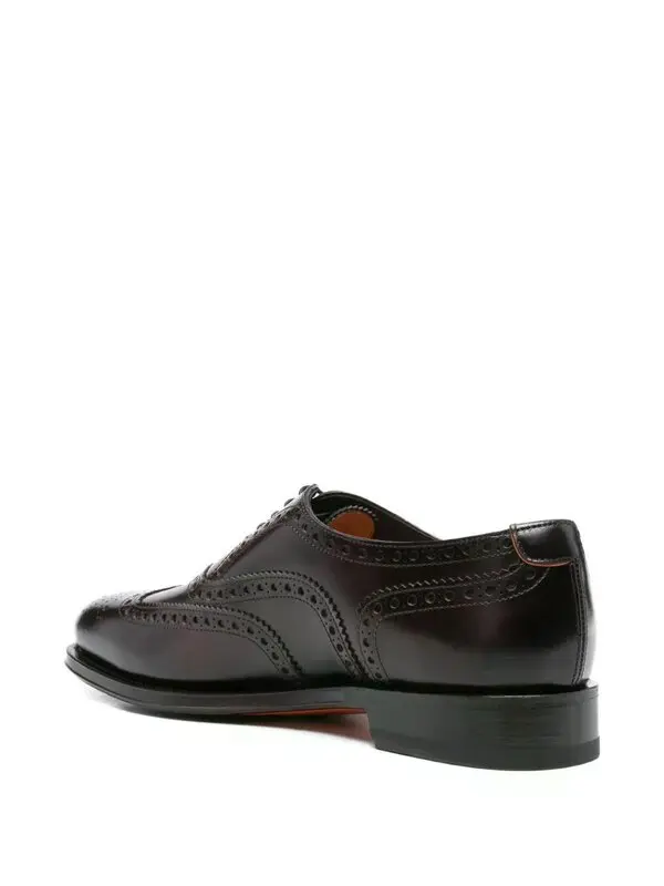 Santoni Leather Brogue Oxford Shoes - Black