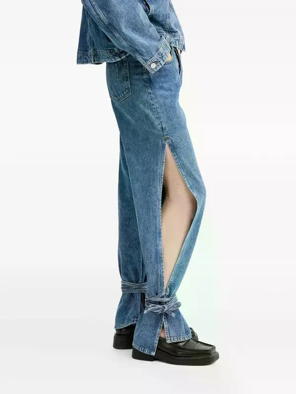 WON HUNDRED Side-slit Tied-cuffs Denim Jeans