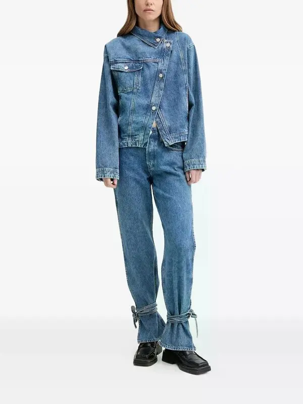 WON HUNDRED Side-slit Tied-cuffs Denim Jeans