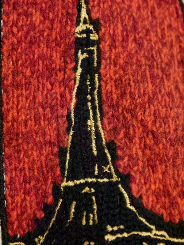 Kenzo Eiffel Tower And Mount Fuji Embroidered Wool Cardigan