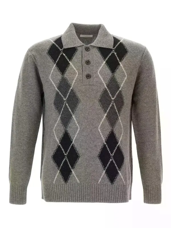 PAOLO PECORA Geometric-pattern Polo-neck Sweater