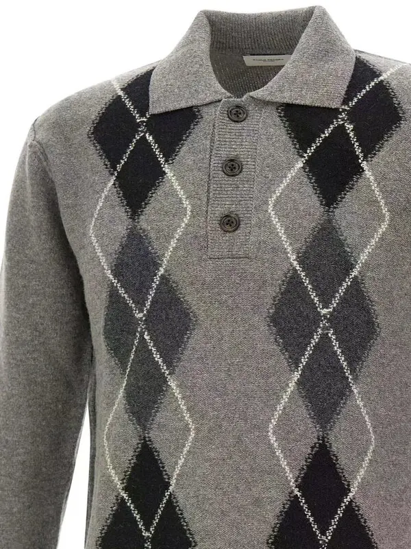 PAOLO PECORA Geometric-pattern Polo-neck Sweater