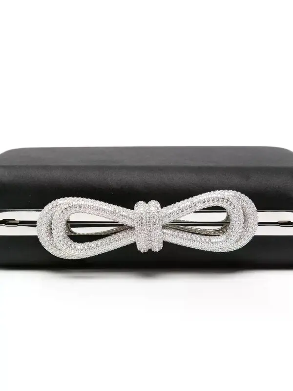 Mach & Mach Crystal-embellished Bow Clutch - Black