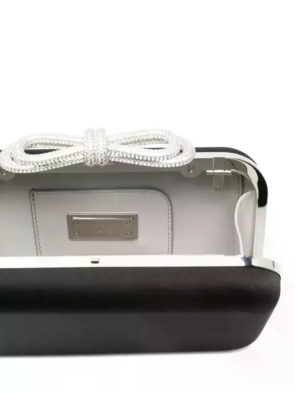 Mach & Mach Crystal-embellished Bow Clutch - Black