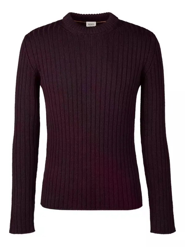 TOD'S Ribbed Crew-neck Sweater - Red