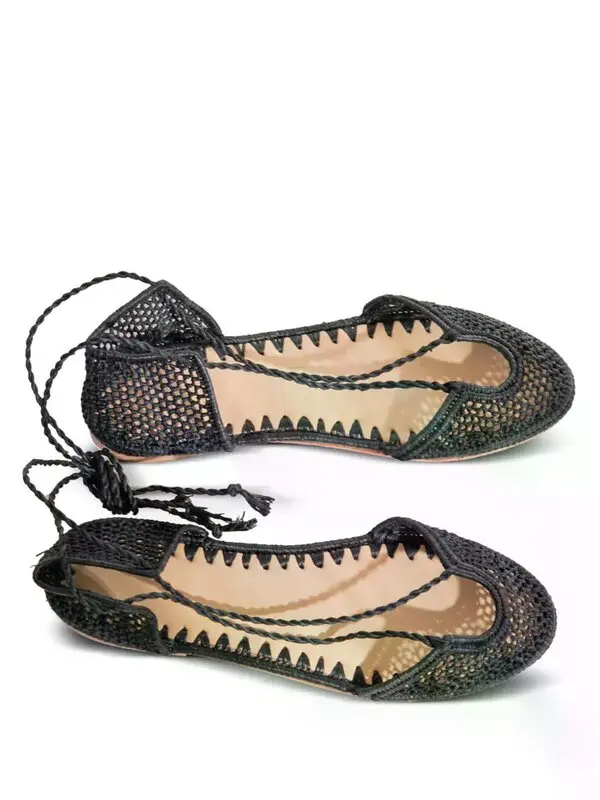SLO_HAND_MADE Lace-up Ballet Flats - Black