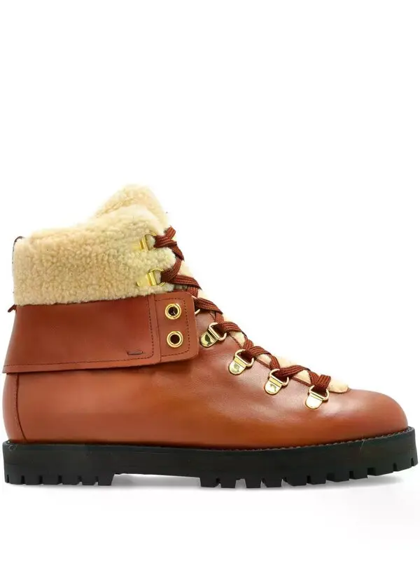 ODISSI Odissì Heidi Lace-up Shearling Hiking Boots - Brown