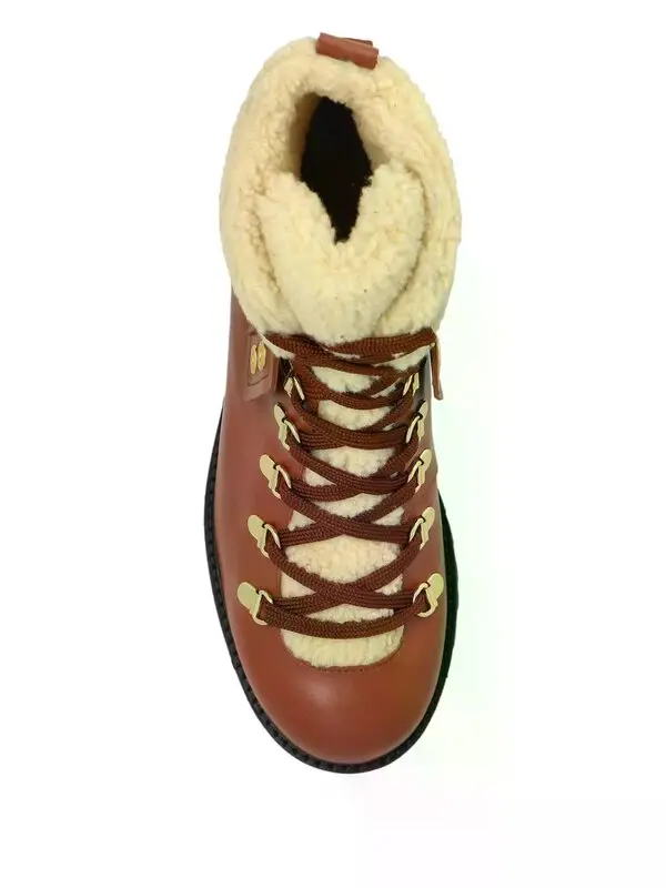 ODISSI Odissì Heidi Lace-up Shearling Hiking Boots - Brown