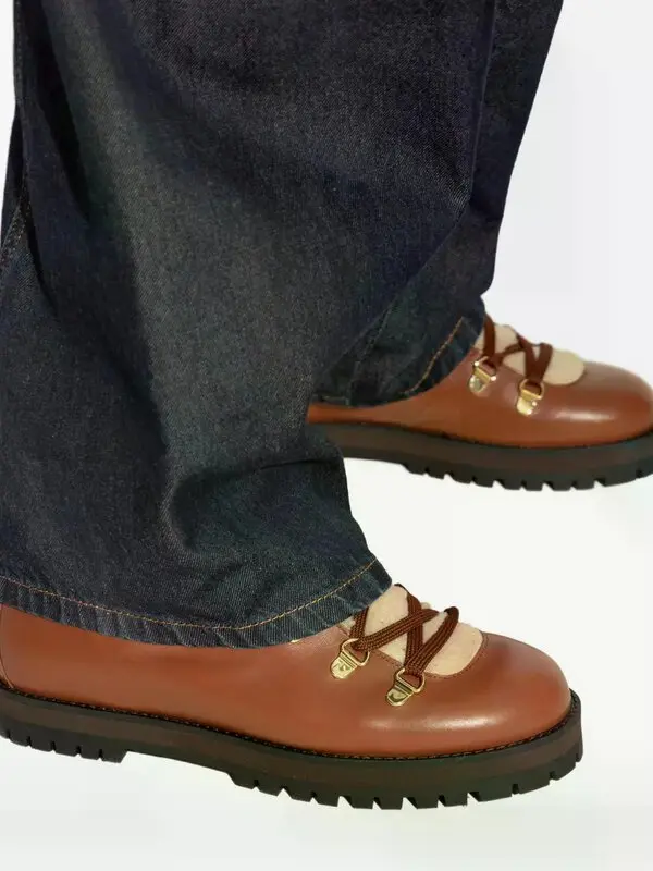 ODISSI Odissì Heidi Lace-up Shearling Hiking Boots - Brown